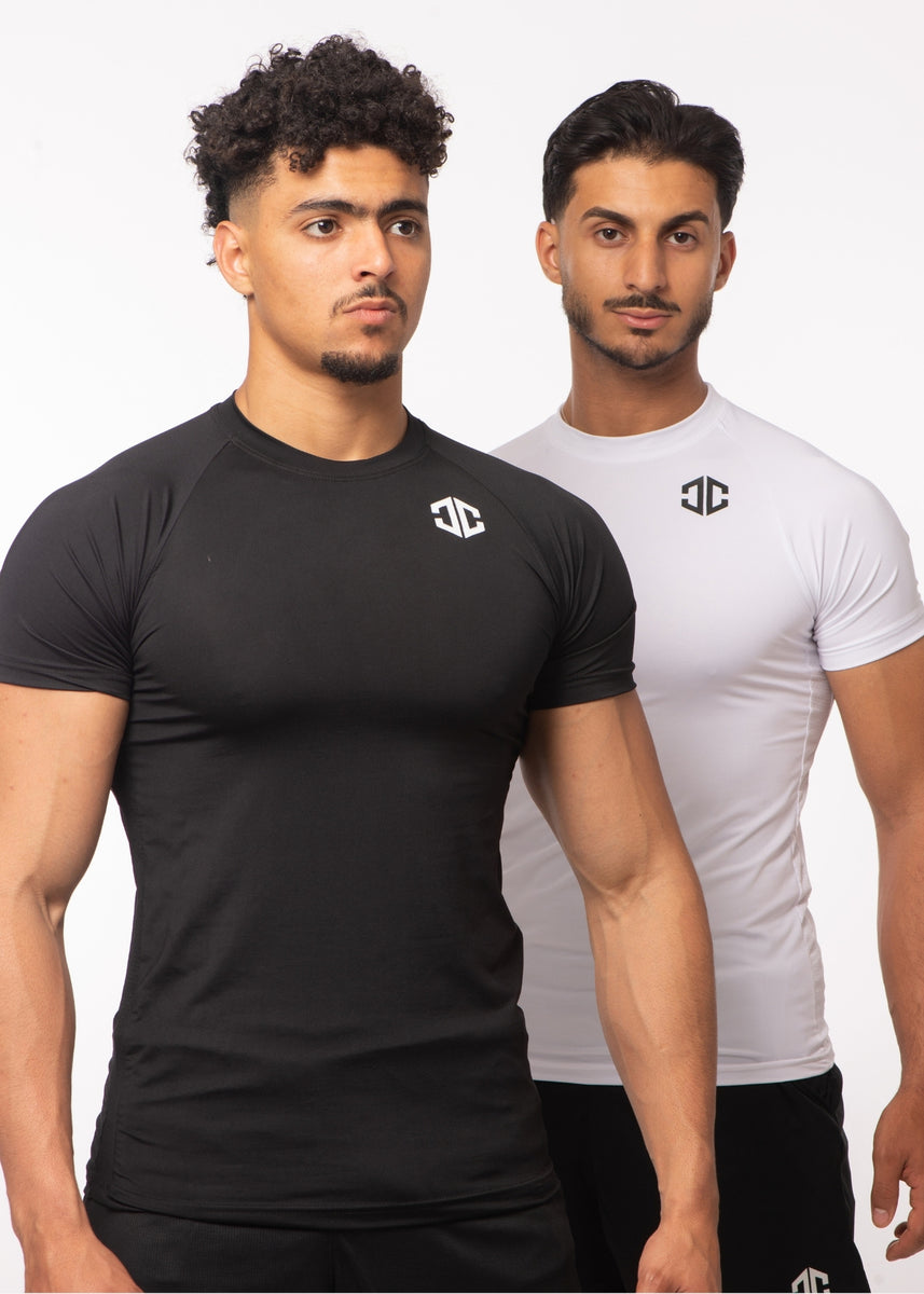 2 T-Shirts Compression Noir & Blanc | CAPRA™ – PowerGear™ AthletiX